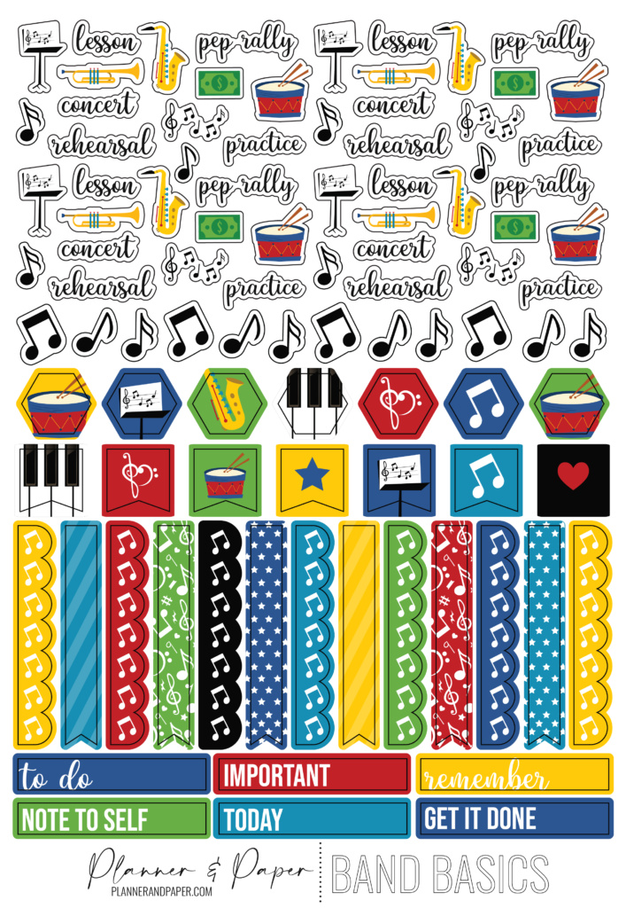 PRINTABLE | Band Planner Basics - Standard Size Planner Sticker Kit ...