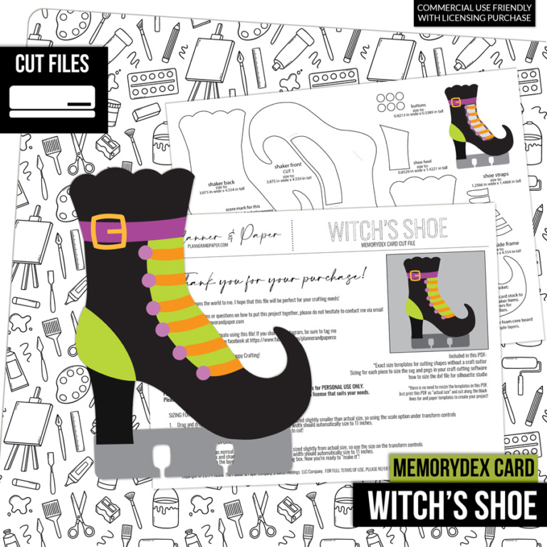 MEMORYDEX | Witch's Shoe - MemoryDex, Paper Piecing Digital Die Cut ...